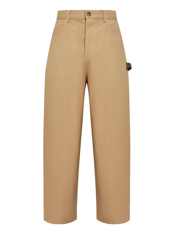 Loewe Straight-leg Cotton Trousers - Beige