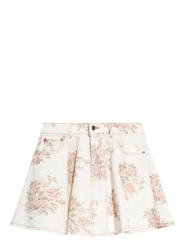 GANNI Floral Denim Mini Skirt - White