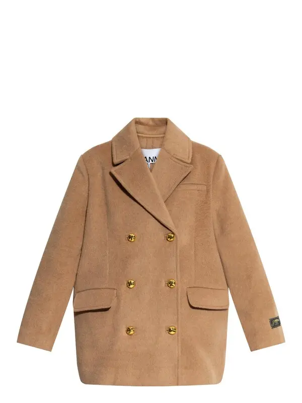 GANNI Double-breasted Coat - Brown