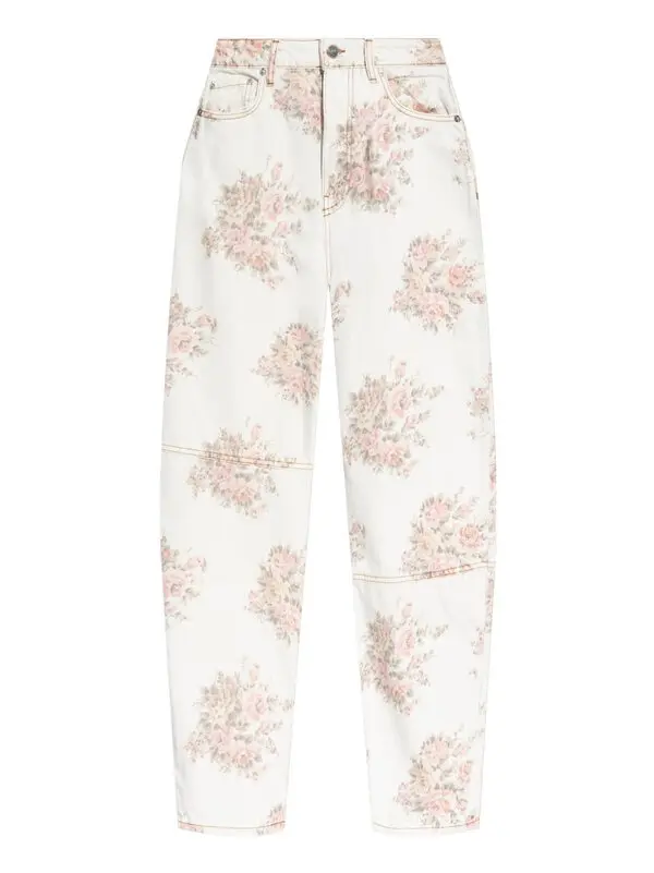 GANNI Floral Motif Jeans - White