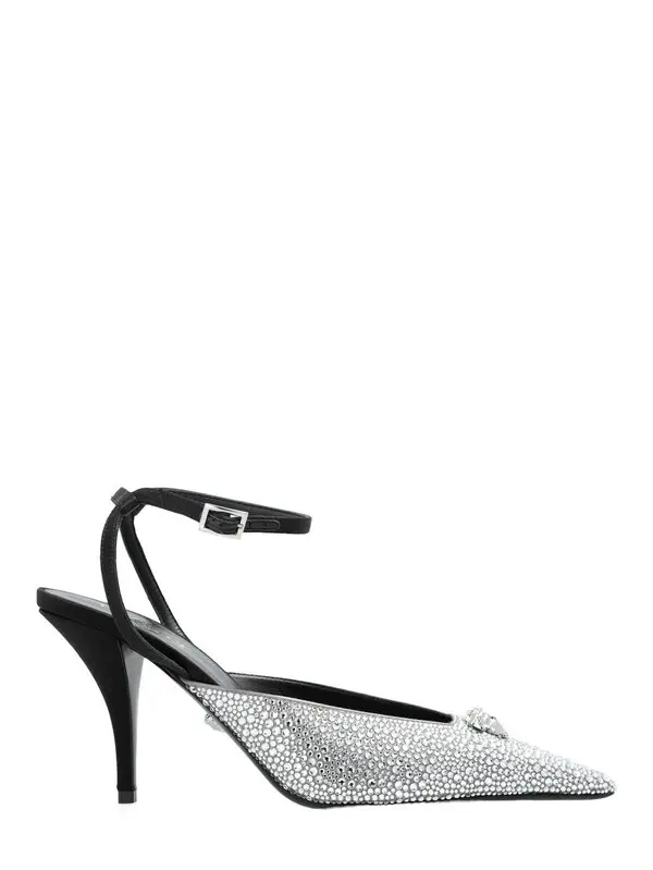 Versace Sequin-embellished Heeled Pumps - Silver