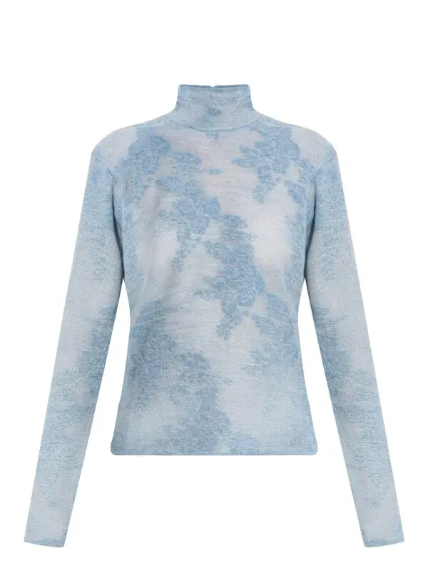 GANNI High Mock-neck Top - Light Blue