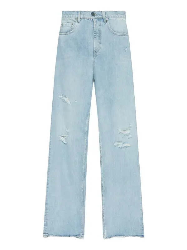 Golden Goose Jeans With Vintage Effect - Light Blue