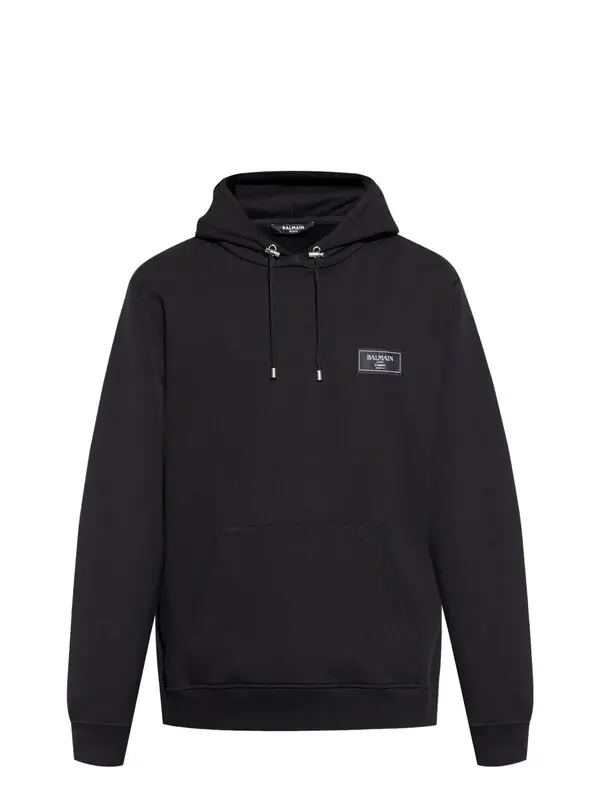 Balmain Hooded Cotton-blend Sweatshirt - Black