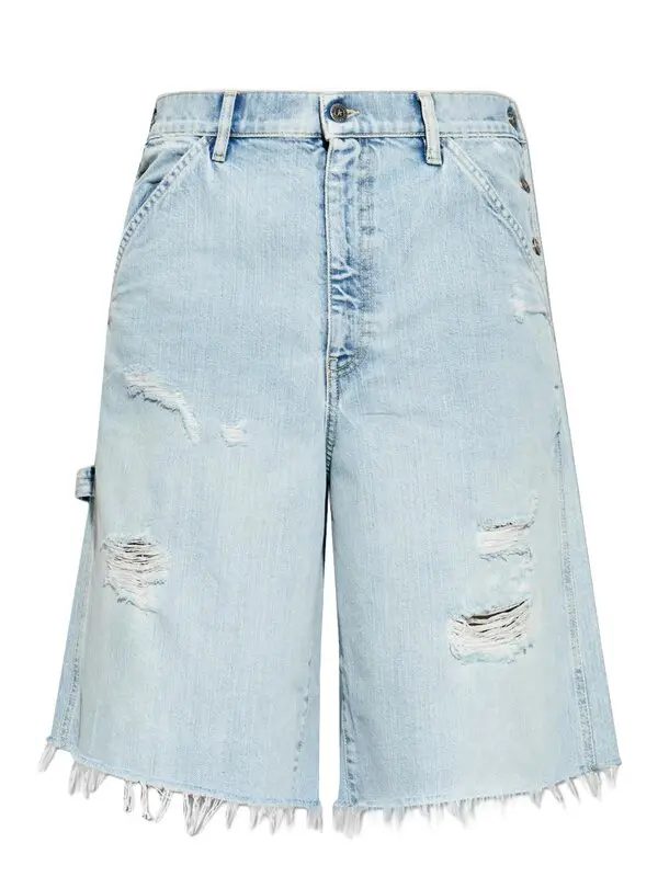 Golden Goose Vintage Effect Denim Shorts - Light Blue
