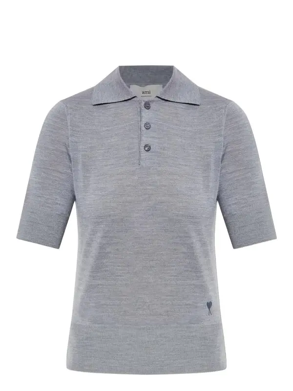 Ami Wool Polo - Grey