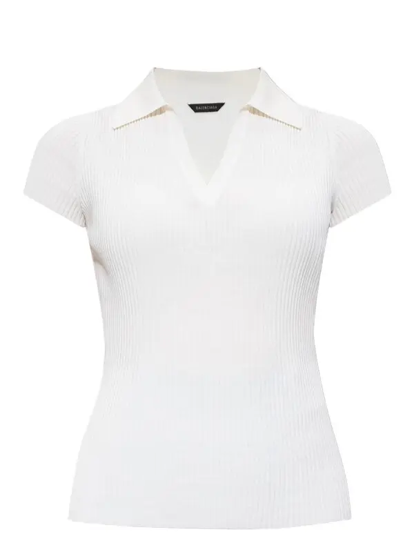 Balenciaga Ribbed Polo Shirt - White