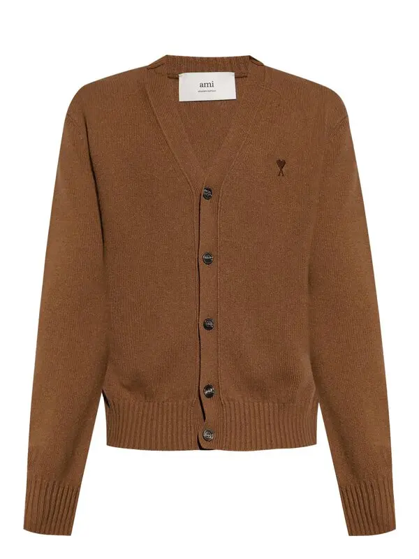 Ami Cashmere Cardigan - Brown