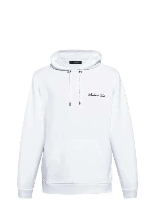 Balmain Hooded Cotton-blend Sweatshirt - White