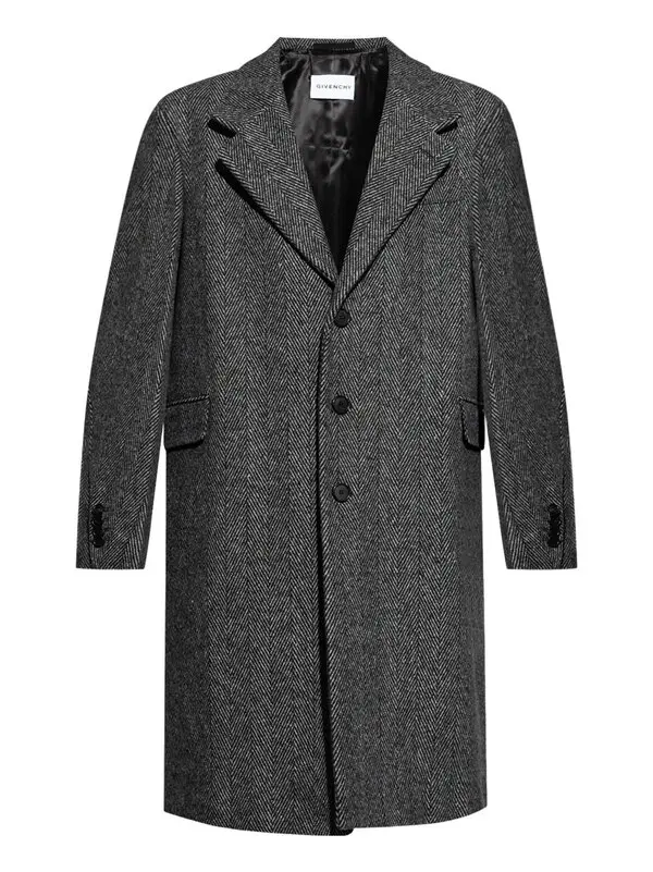 Givenchy Wool Herringbone Coat - Grey
