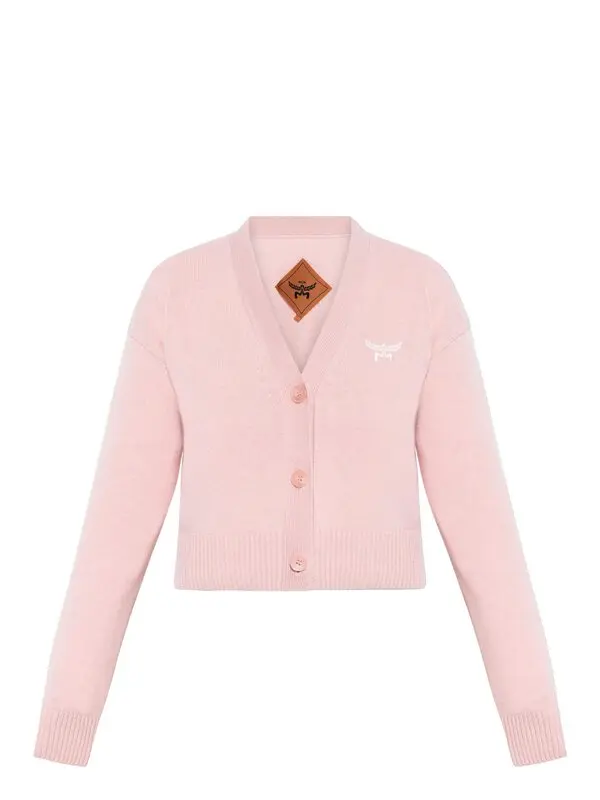 Mcm Embroidered Logo Cardigan - Pink