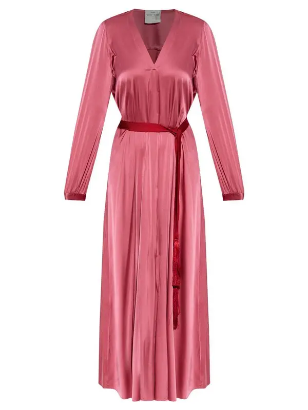 FORTE_FORTE Silk Maxi Dress With Belt - Pink