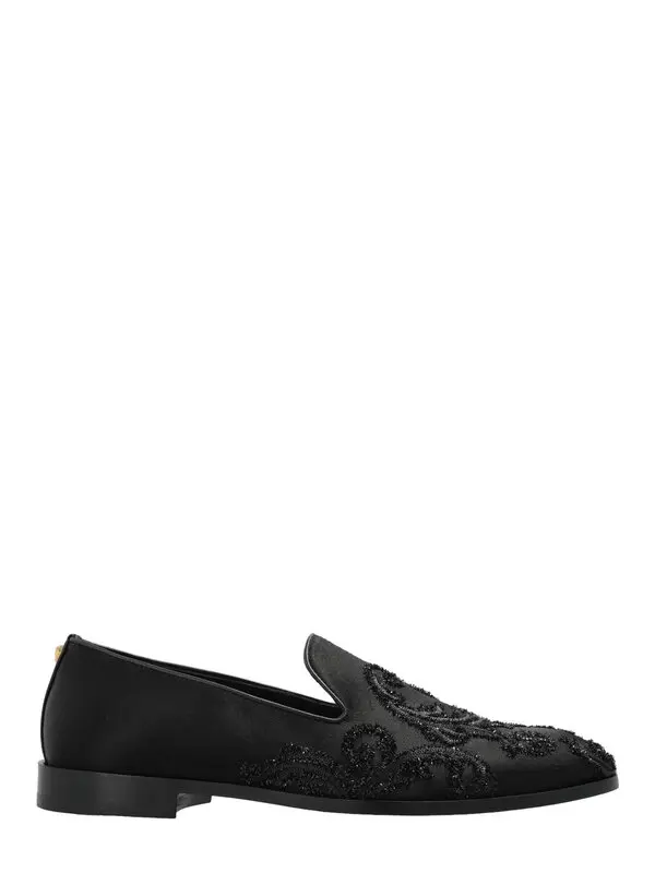 Versace Barocco Pattern Loafers - Black