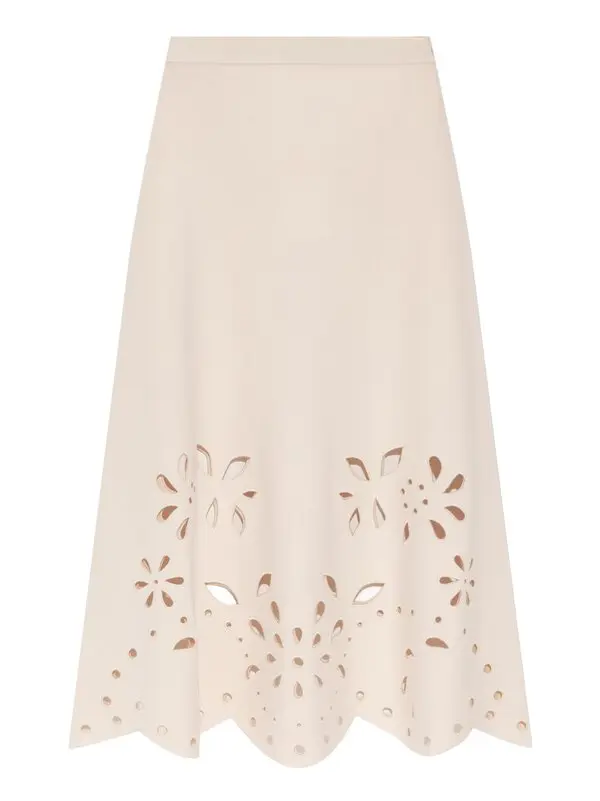 Ulla Johnson Grace Laser-cut Midi Skirt - Cream