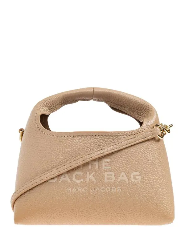 Marc Jacobs Grained Leather Handbag With Embossed Logo - Beige