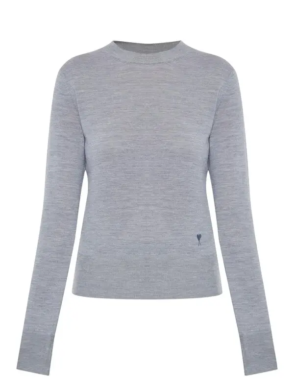 Ami Thin Wool Sweater - Grey