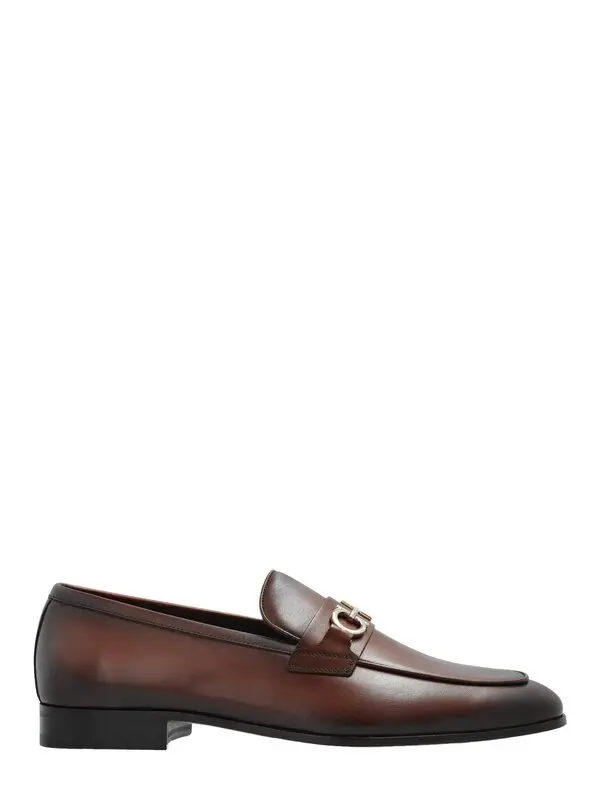FERRAGAMO Balty Leather Loafers - Brown