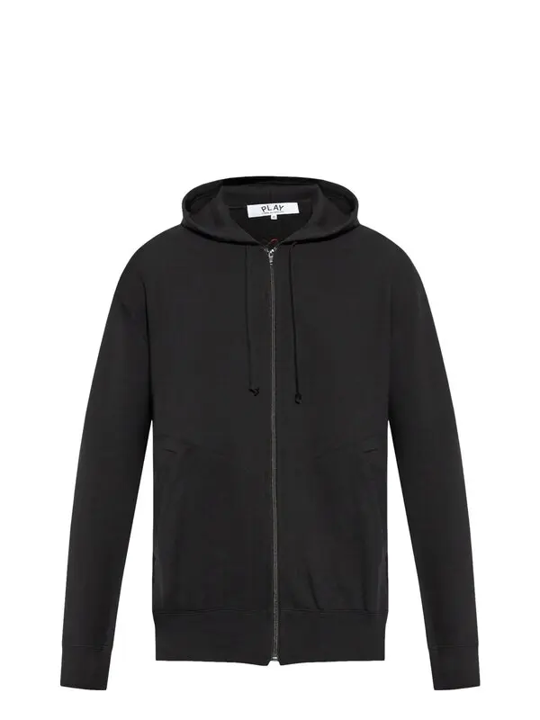Play Comme Des Garcon Zip-up Cotton Knit Sweatshirt - Black