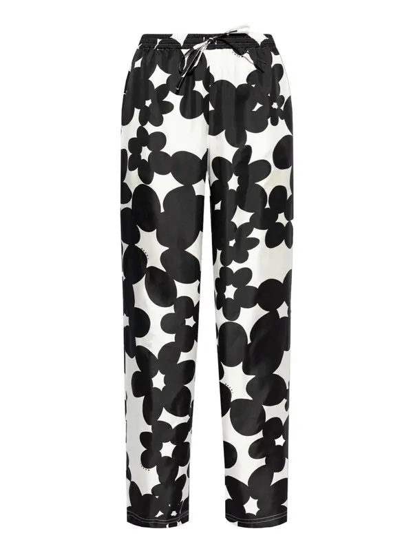 Marni Silk Trousers With Abstract Floral Print - White