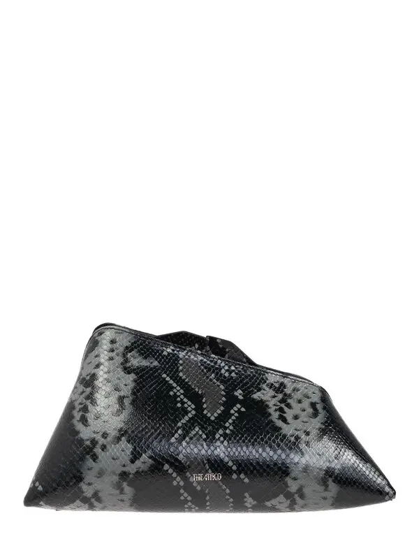 Attico 8:30 Pm Snake-embossed Clutch - Black
