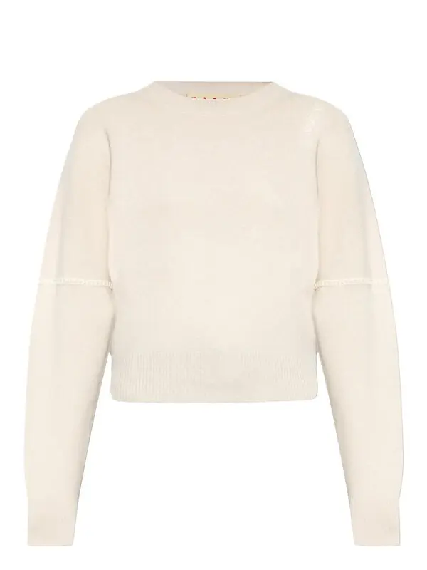 Marni Wool And Cashmere Sweater With Decorative Stitching - Cream