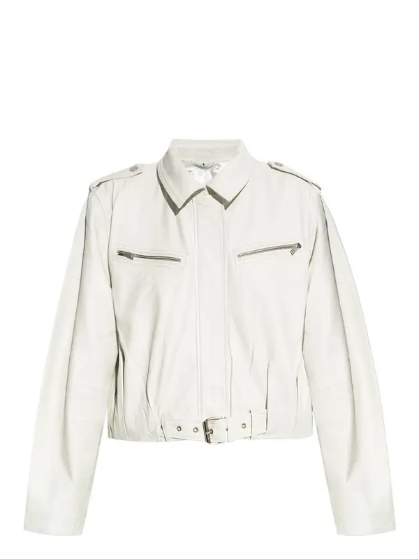 GESTUZ Gzkatri Lamb Leather Jacket - White