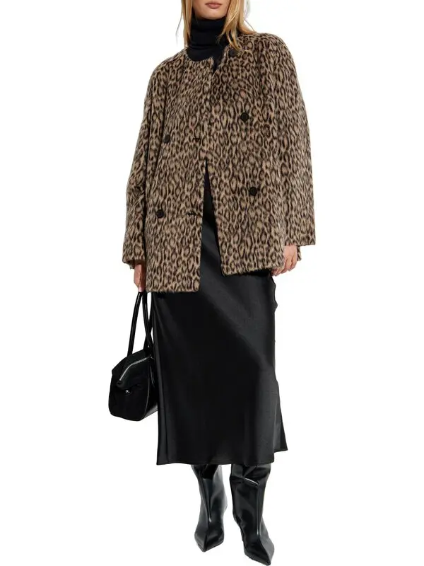 Emporio Armani Animal Print Short Coat - Brown