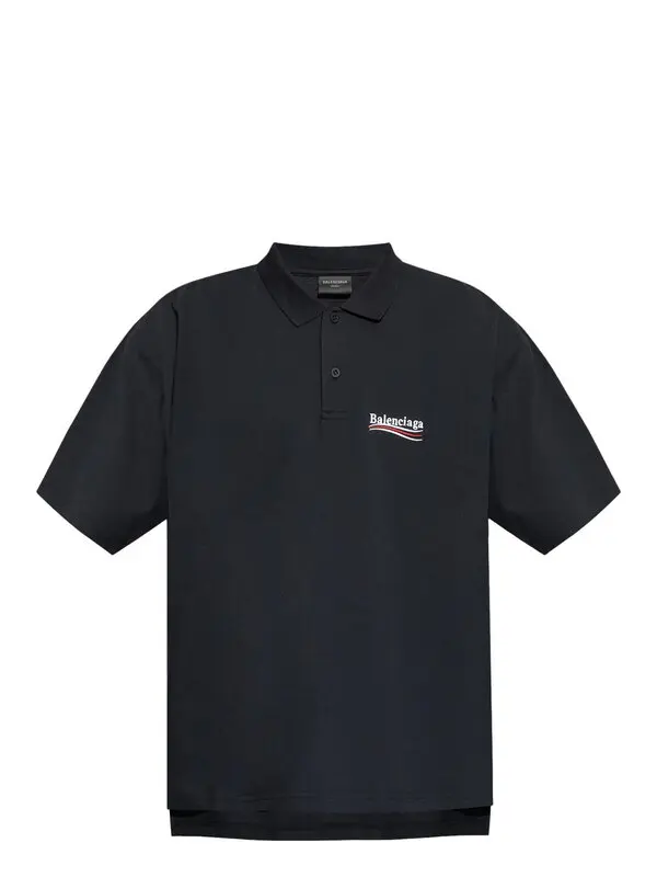 Balenciaga Polo With Embroidered Logo - Black
