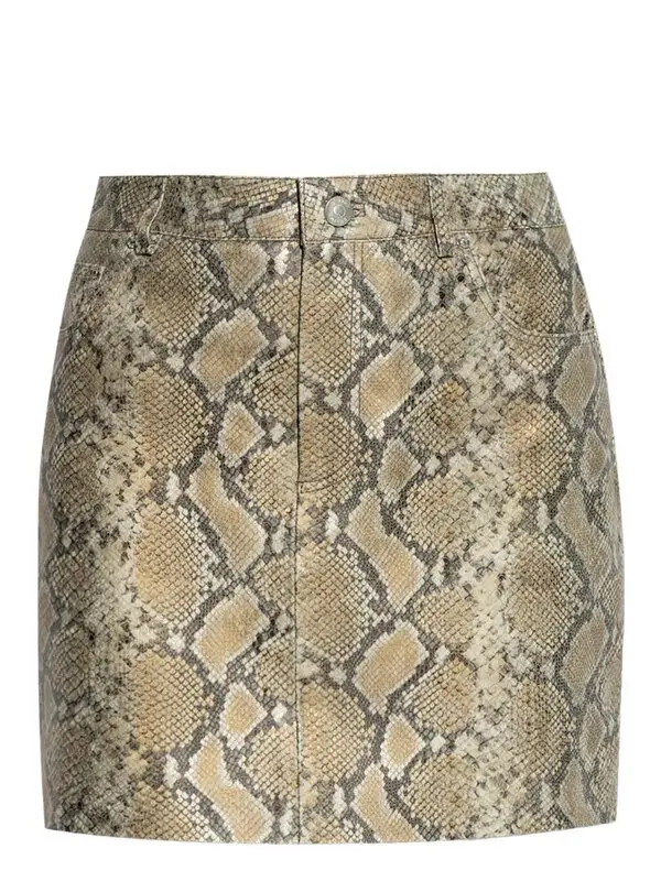 GESTUZ Gzfeliza Lamb Leather Snake Print Skirt - Beige