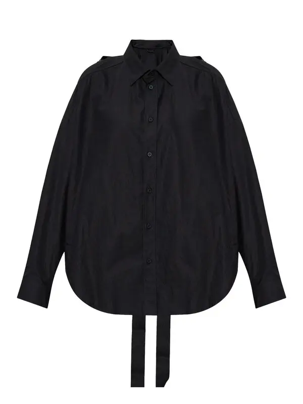 Balenciaga Oversized Cotton Shirt With Tie Detail - Black