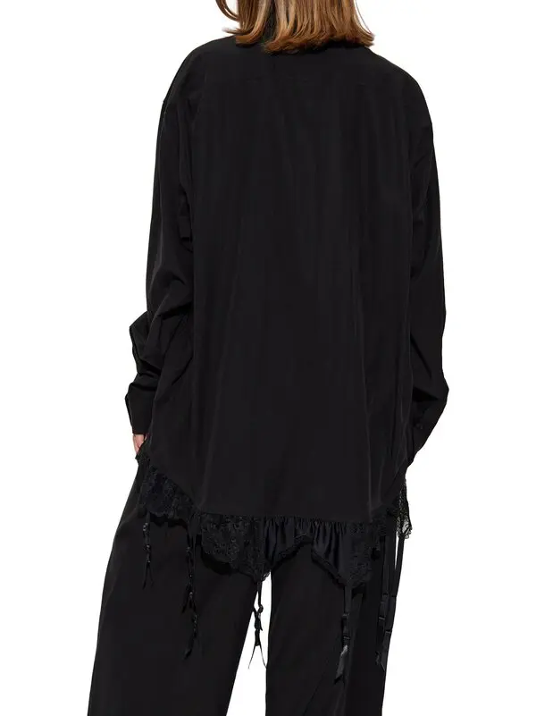 Balenciaga Shirt With Lace Trim - Black