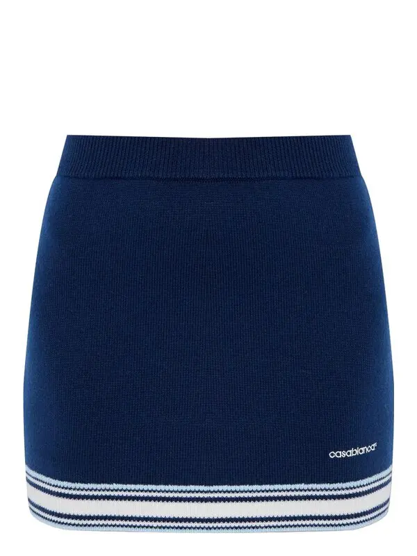 Casablanca Embroidered Logo Mini Skirt - Navy Blue