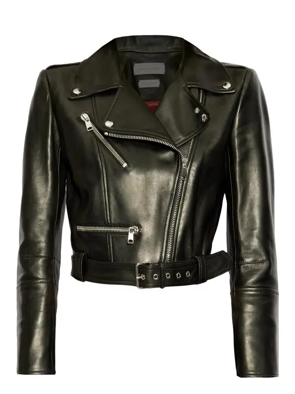 Alexander McQueen Leather Biker Jacket With Silver Zippers - Black