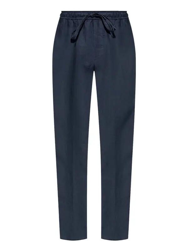 Dolce & Gabbana Linen And Silk Trousers With Stripes - Navy Blue