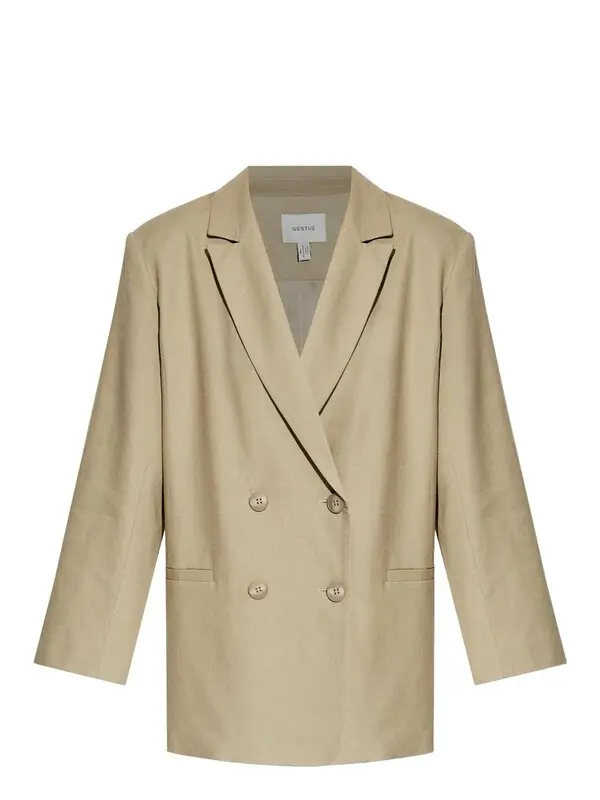 GESTUZ Gzizza Oversized Double-breasted Blazer - Beige