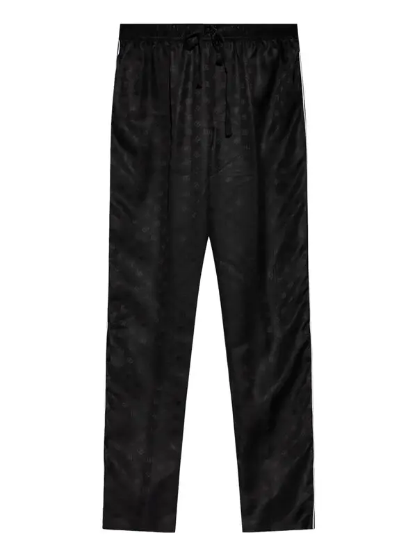Dolce & Gabbana Silk Trousers With Monogram - Black
