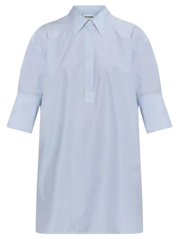 JIL SANDER Minimalist Cotton Shirt Dress - Light Blue