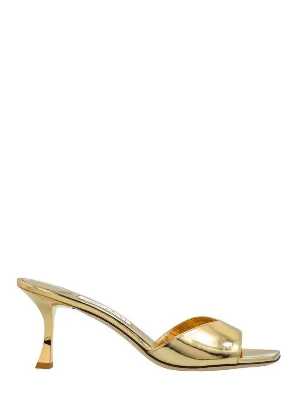 JIMMY CHOO Skye Leather Heeled Mules - Gold