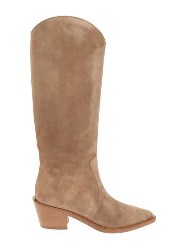 GIANVITO ROSSI Knee-high Suede Leather Boots - Beige