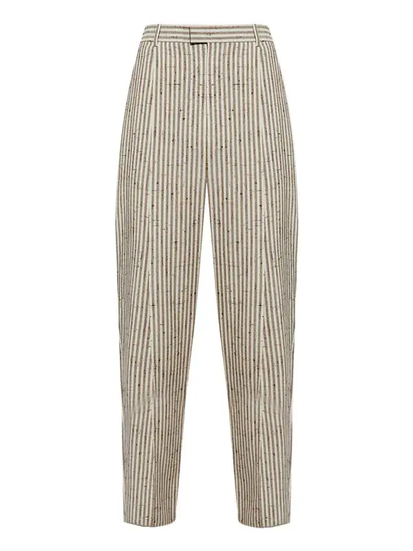Bottega Veneta Striped Viscose And Silk Trousers - Cream