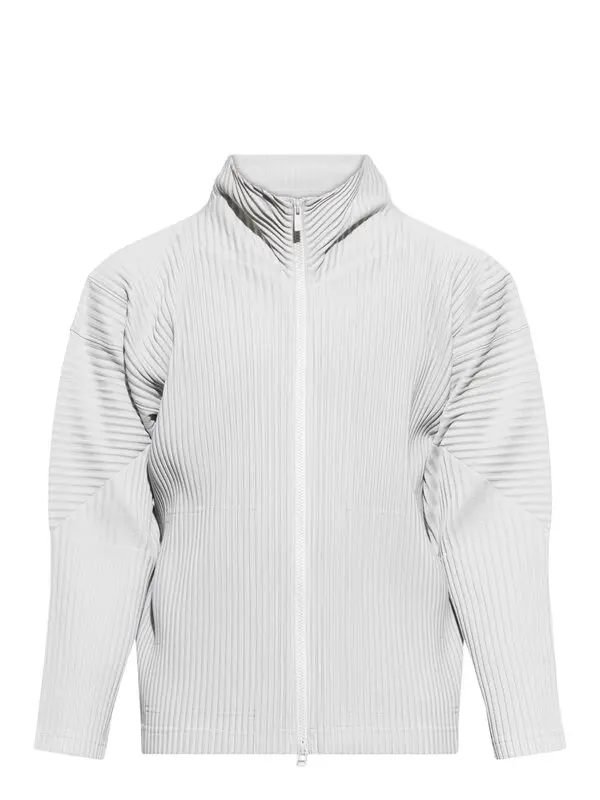 Issey Miyake Pleated Zip-up Cardigan - Grey
