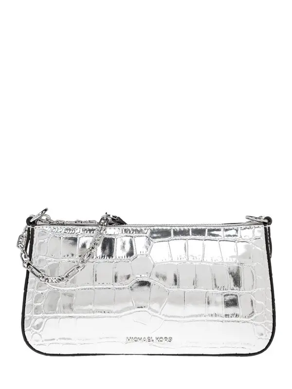 Michael Kors Empire Croc-effect Shoulder Bag - Silver