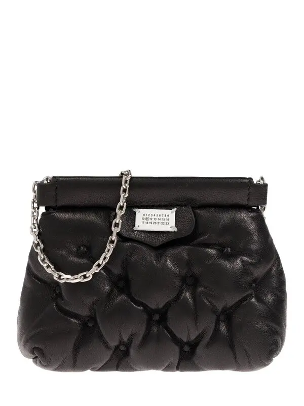 MAISON MARGIELA Quilted Leather Shoulder Bag With Chain Strap - Black
