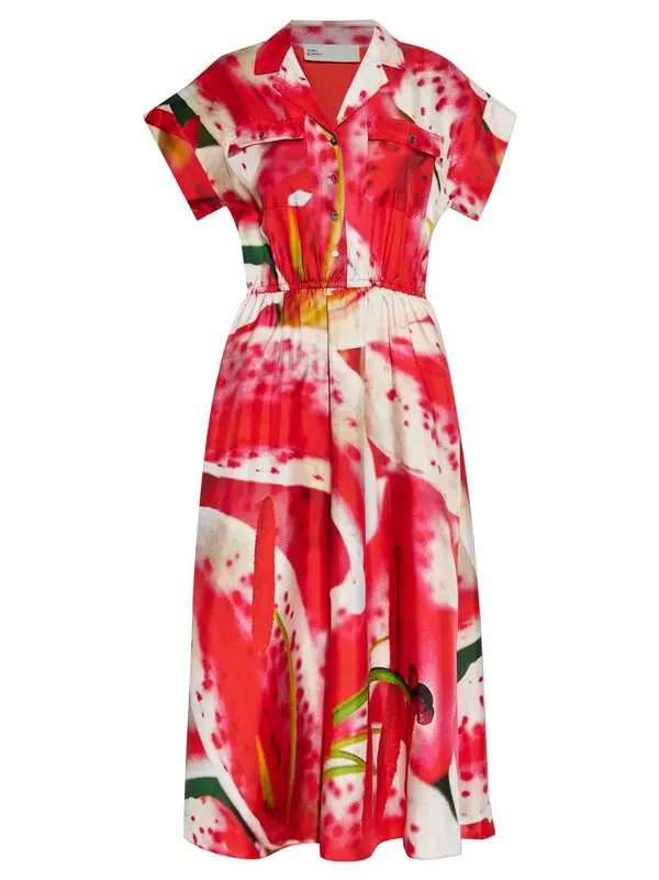 Tory Burch Printed Silk Dress - Red