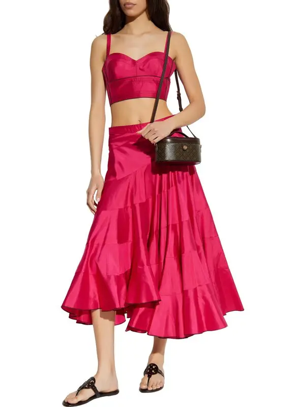 Tory Burch Silk Crop Top With Spaghetti Straps - Pink