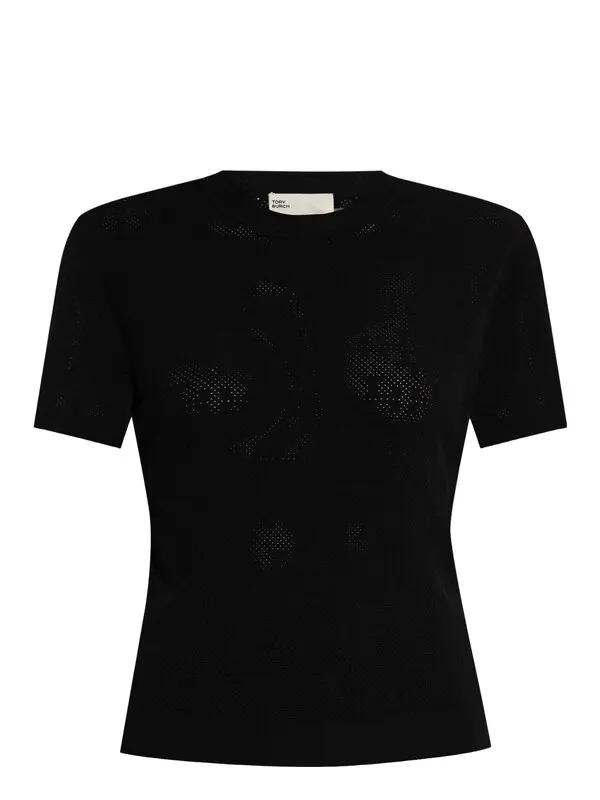 Tory Burch Perforated Top - Black