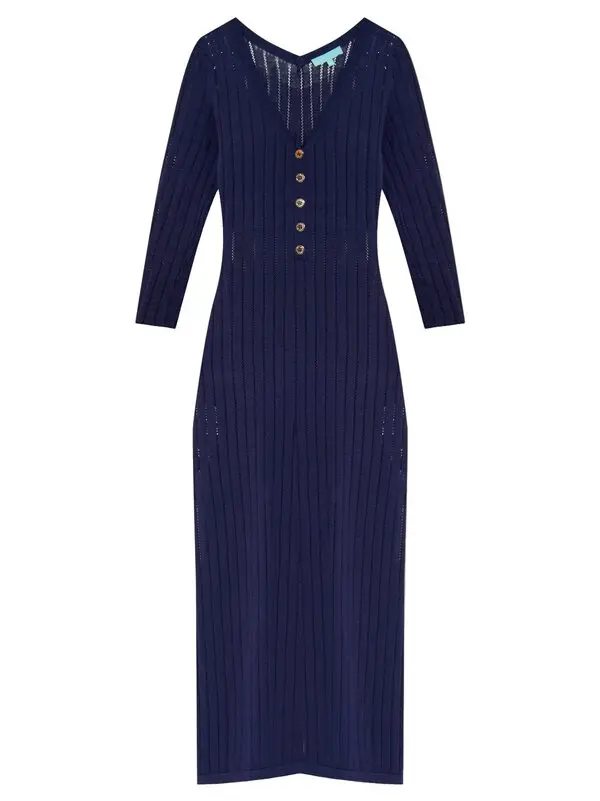Melissa Odabash Fitted Cotton Dress - Navy Blue