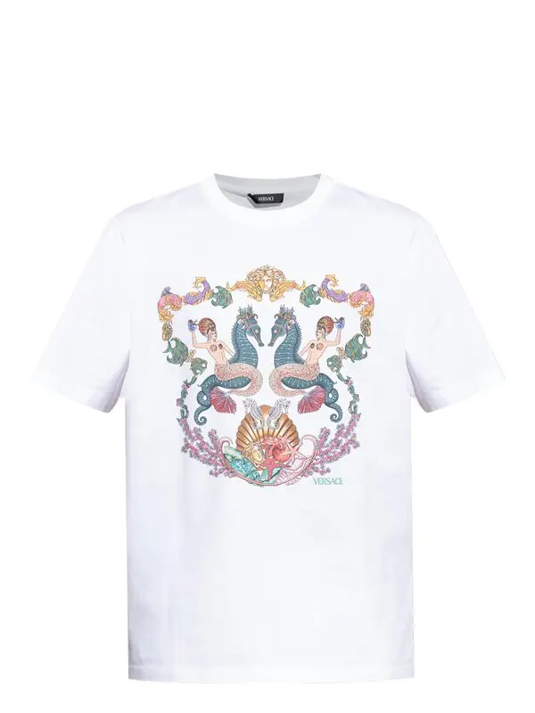 Versace T-shirt With Colorful Print - White