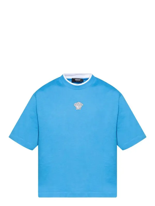 Versace T-shirt With A Characteristic "medusa" Head - Blue