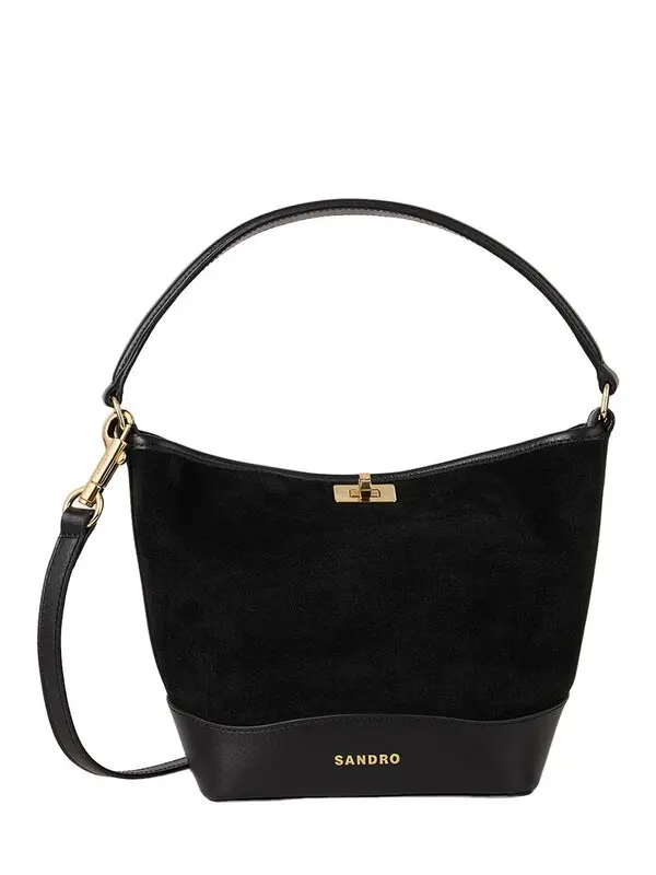 Sandro Tangoso Mini Suede And Leather Bag - Black